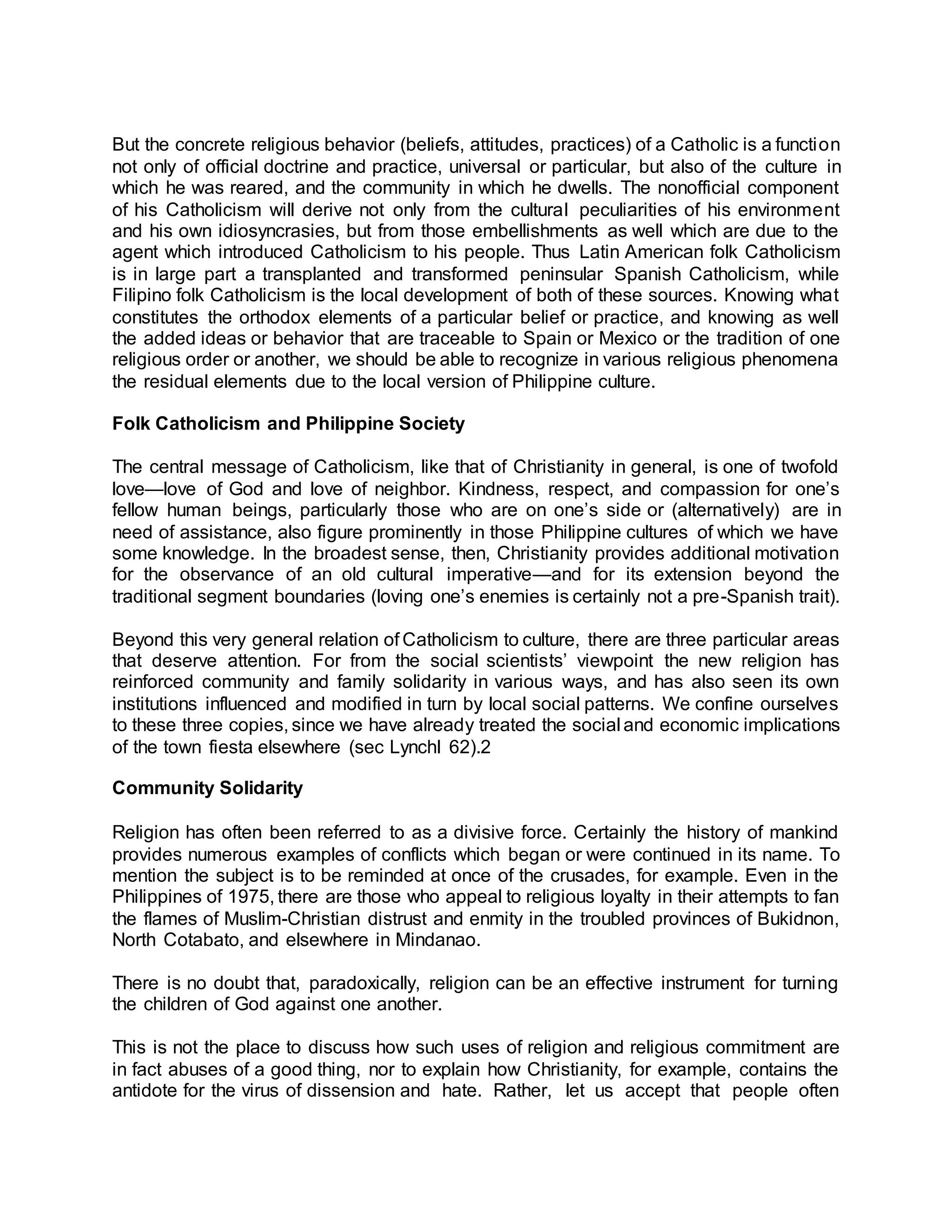 Folk catholicism in the philippines | DOCX