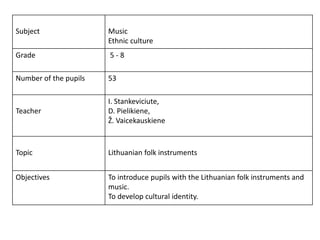 Lithuanian Folk Instruments | PPTX