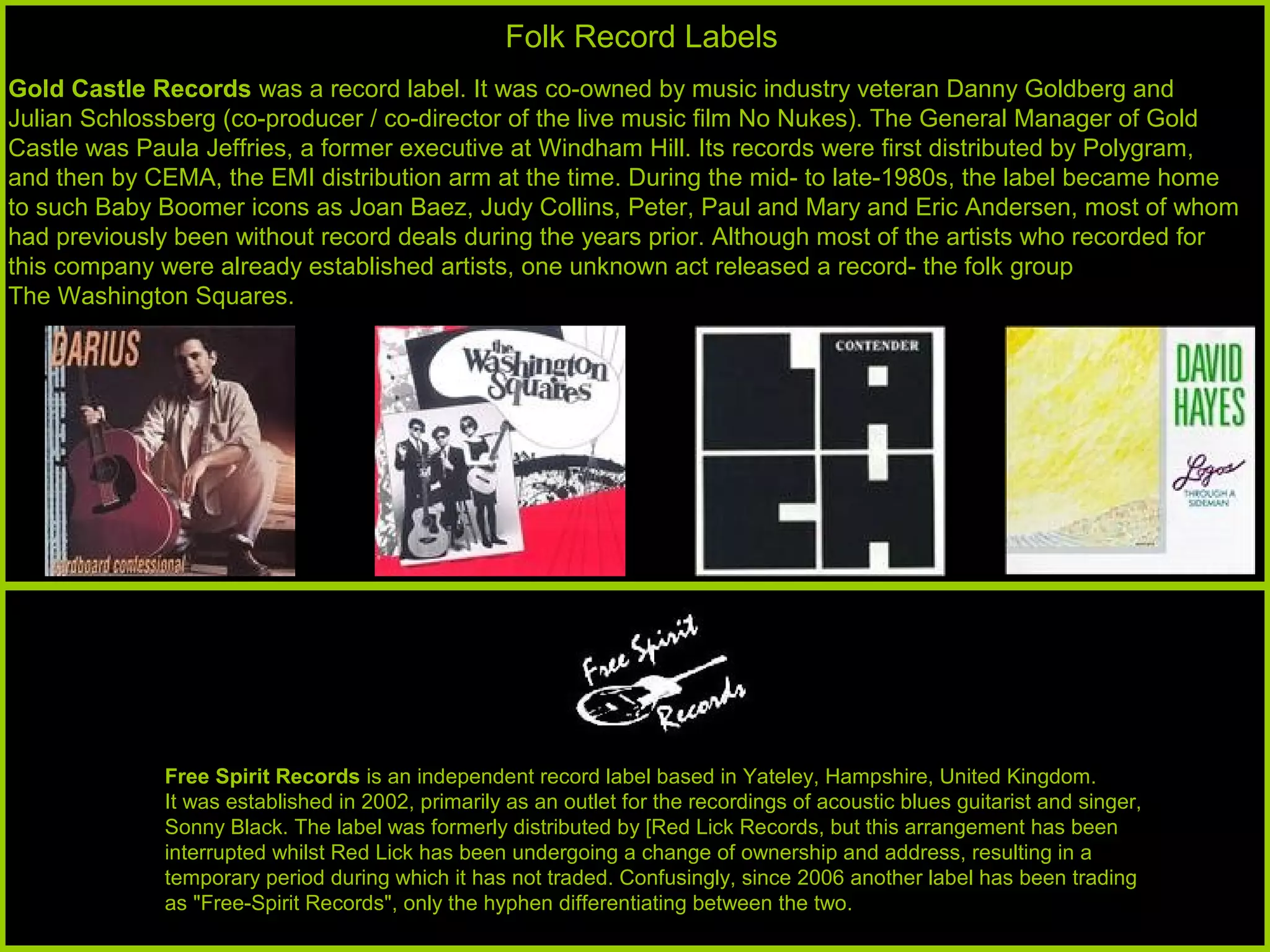 Folk record labels research | PPT