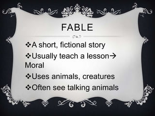 Folk tales, fairy tales and fables powerpoint | PPTX