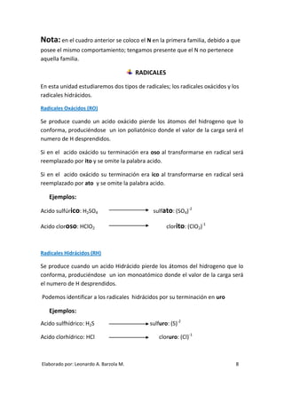 Folleto de Nomenclatura Química Nivel 0 | PDF