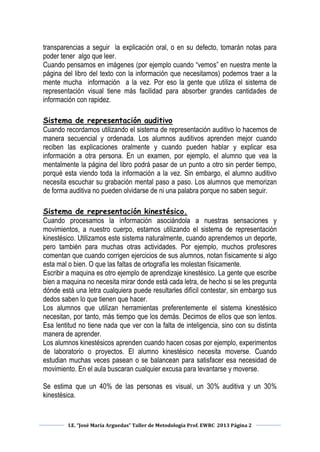 Folleto estilos de aprendizaje 4to grado2013 | DOCX