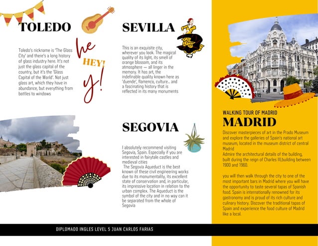 Folleto Tríptico Viaje Turismo España Ilustrado Amarillo Blanco.pdf | Europe Travel | Travel ...