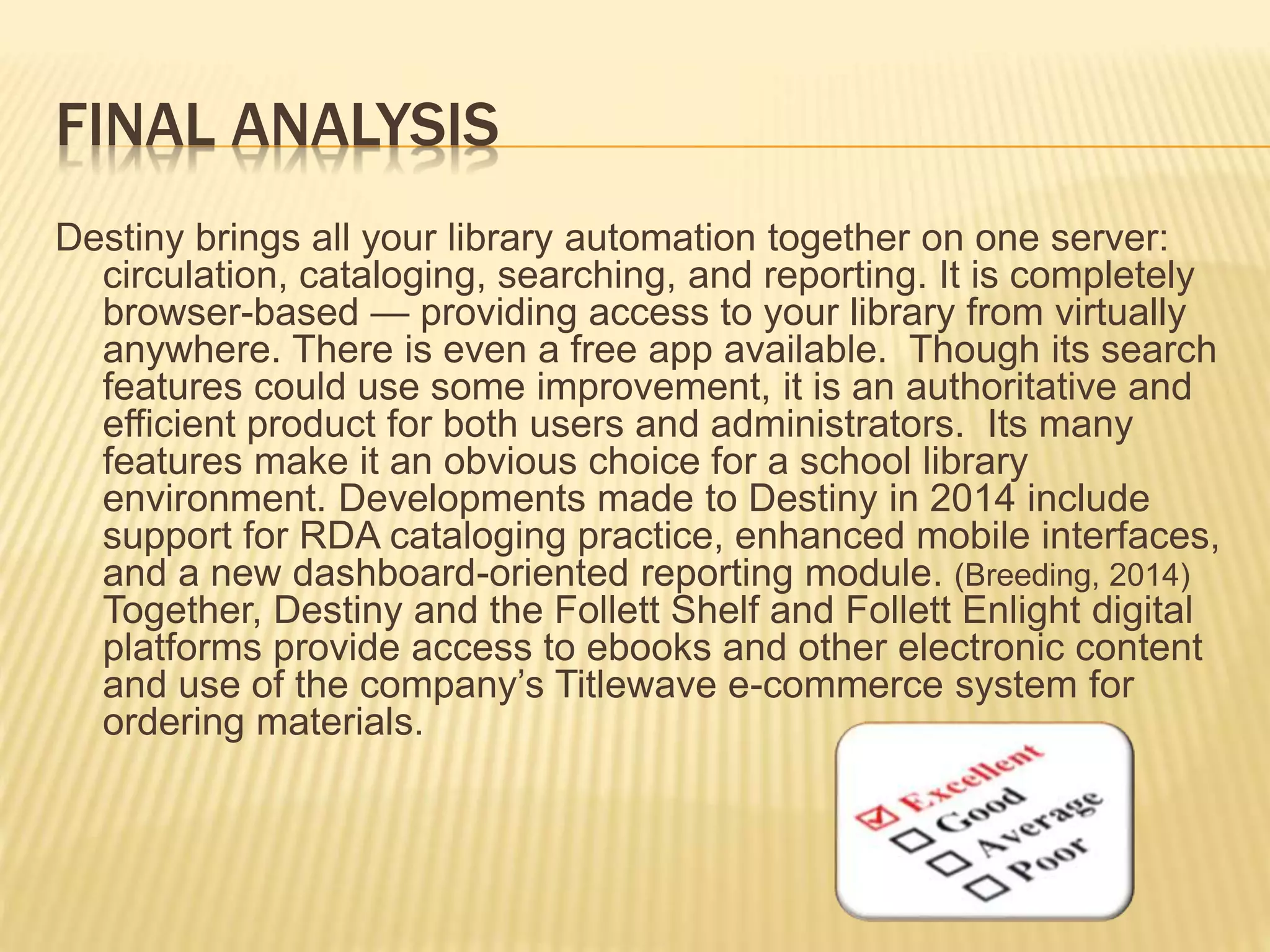 Follett destiny recommendation | PPTX