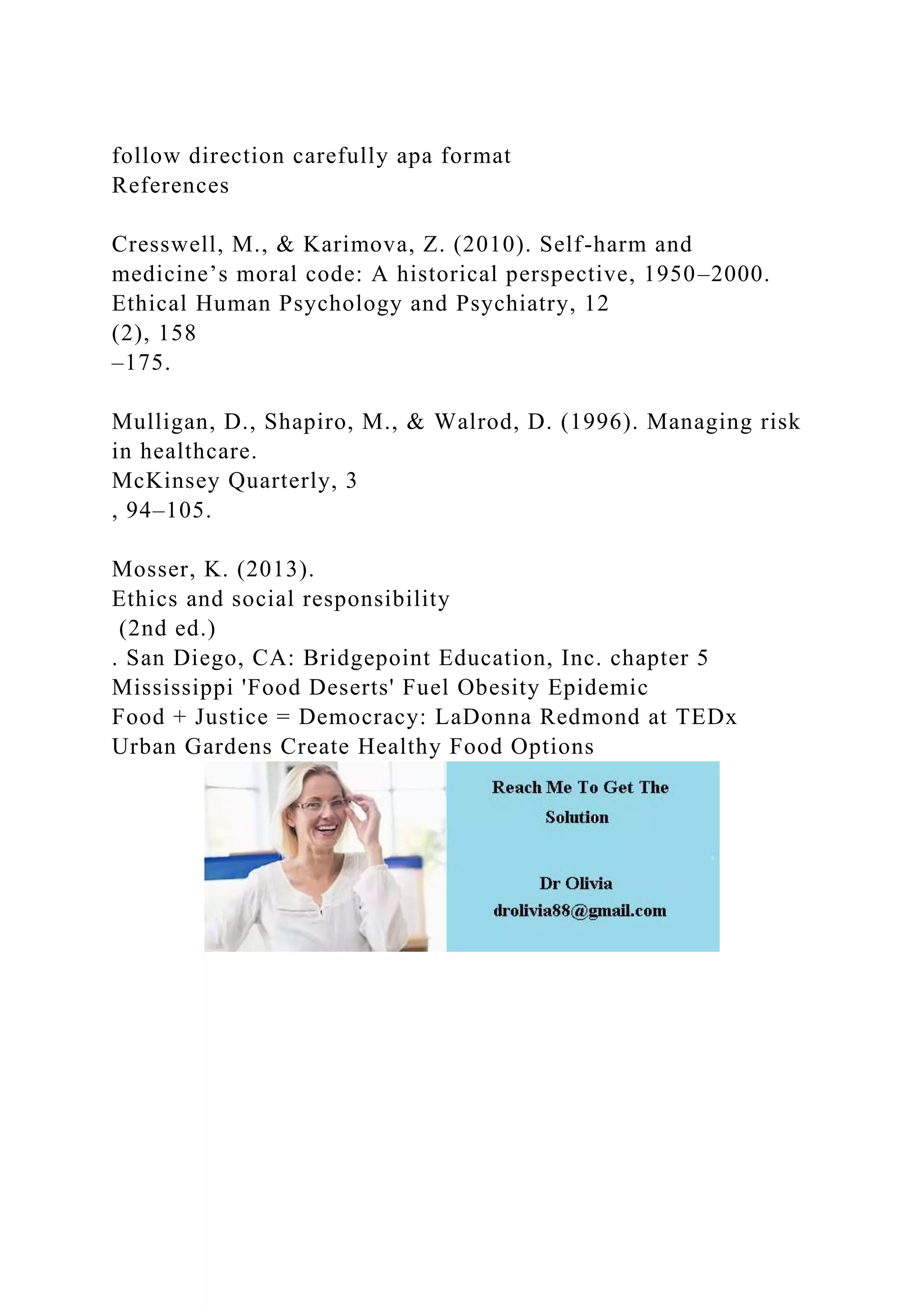 follow direction carefully apa formatReferencesCresswell, M., .docx