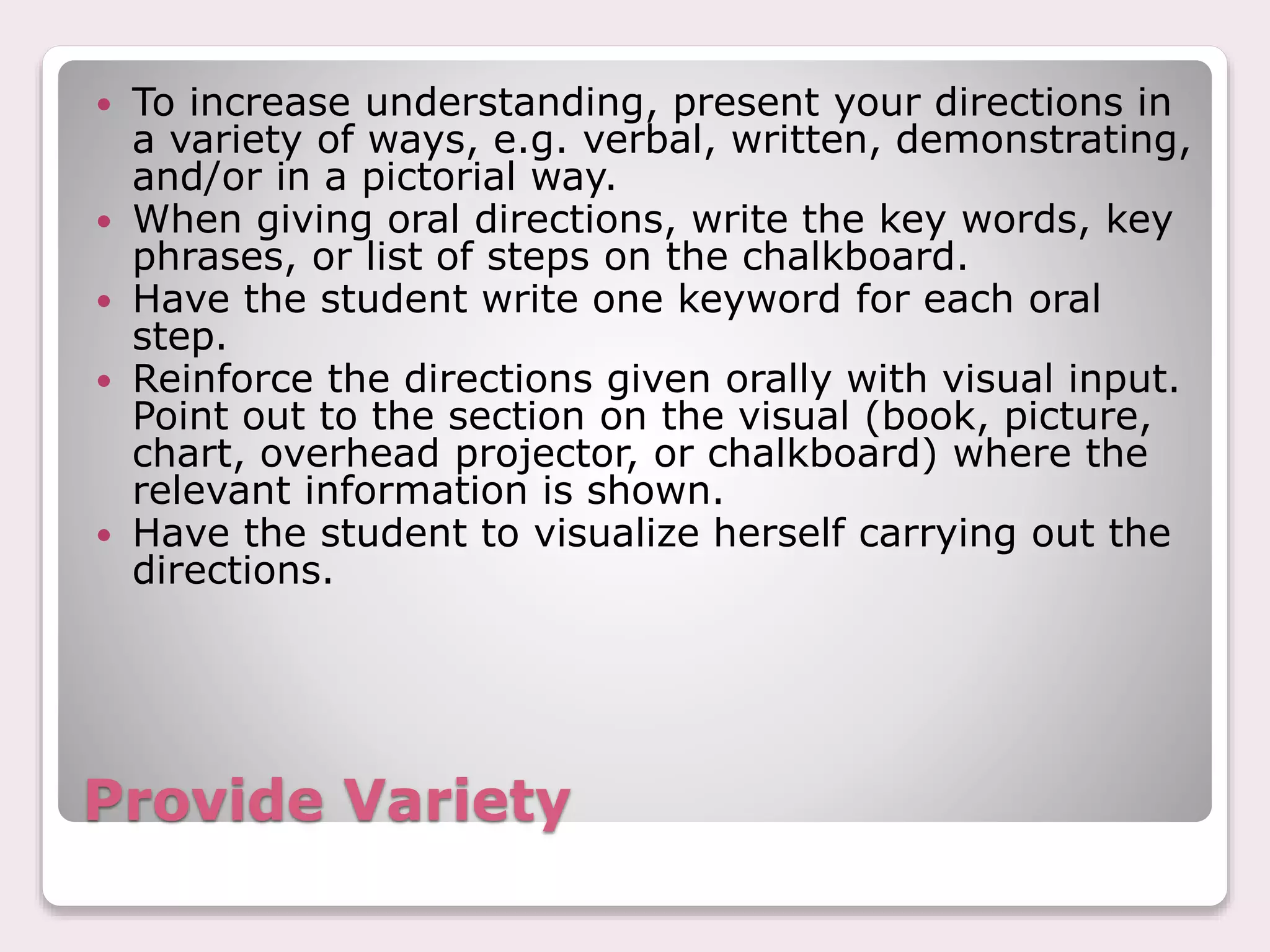 Helping the Student Having Difficulty Following Directions | PPTX