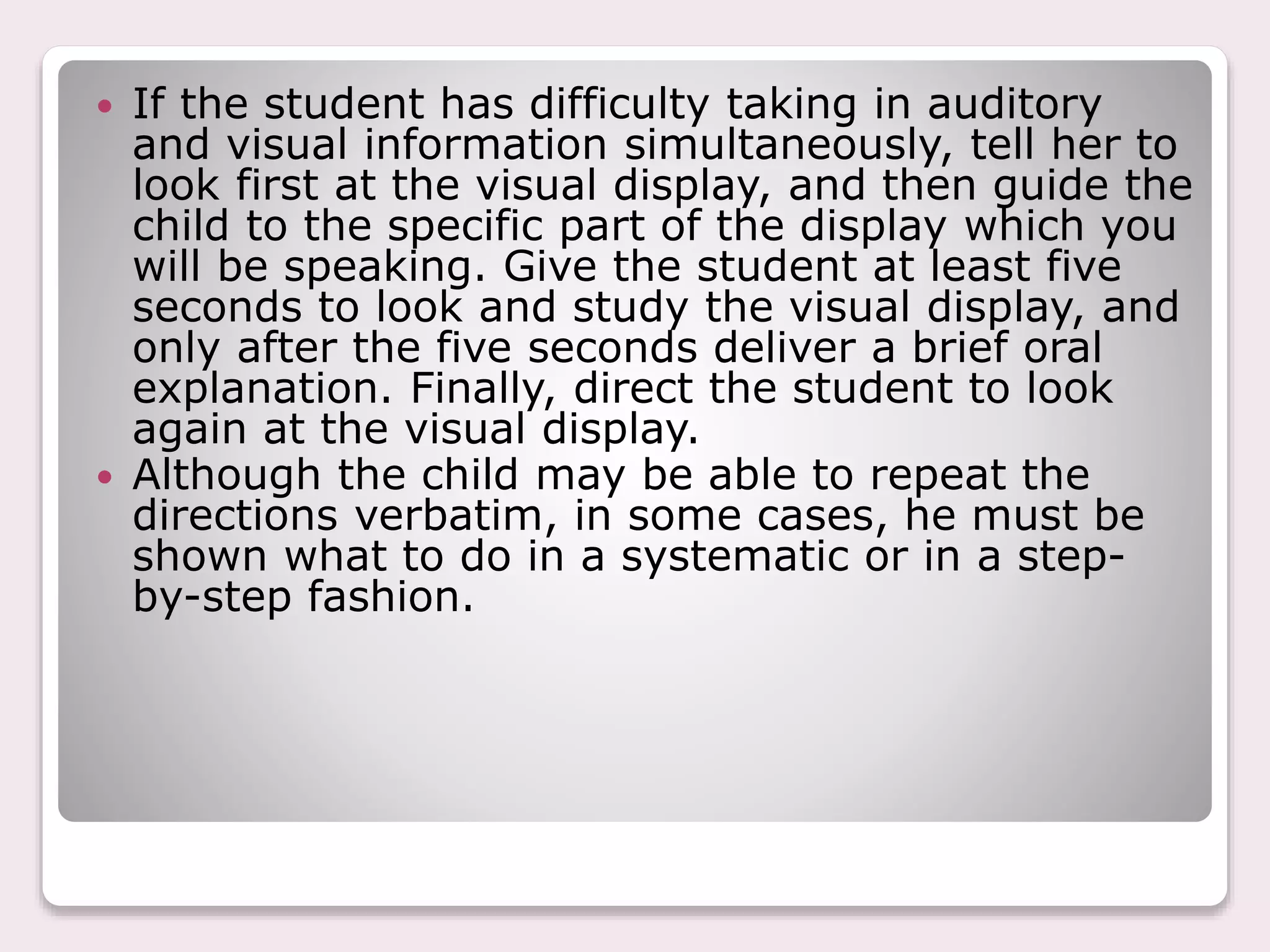 Helping the Student Having Difficulty Following Directions | PPTX