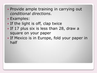 Helping the Student Having Difficulty Following Directions | PPTX