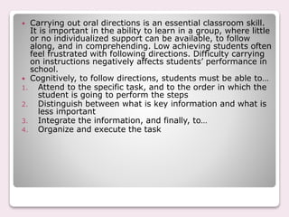 Helping the Student Having Difficulty Following Directions | PPTX