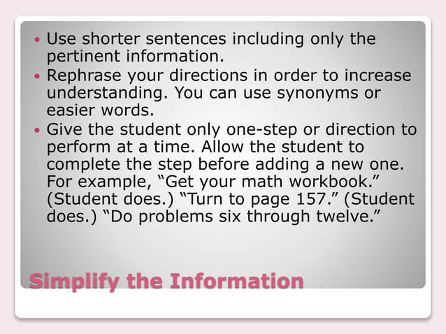 Helping the Student Having Difficulty Following Directions | PPTX