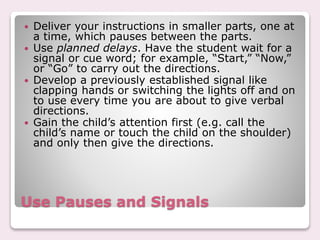 Helping the Student Having Difficulty Following Directions | PPTX