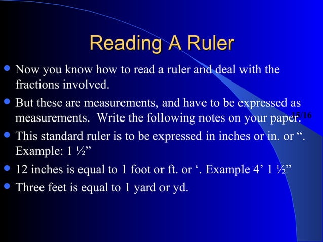 Measurement Lesson Reading a Ruler | PPT