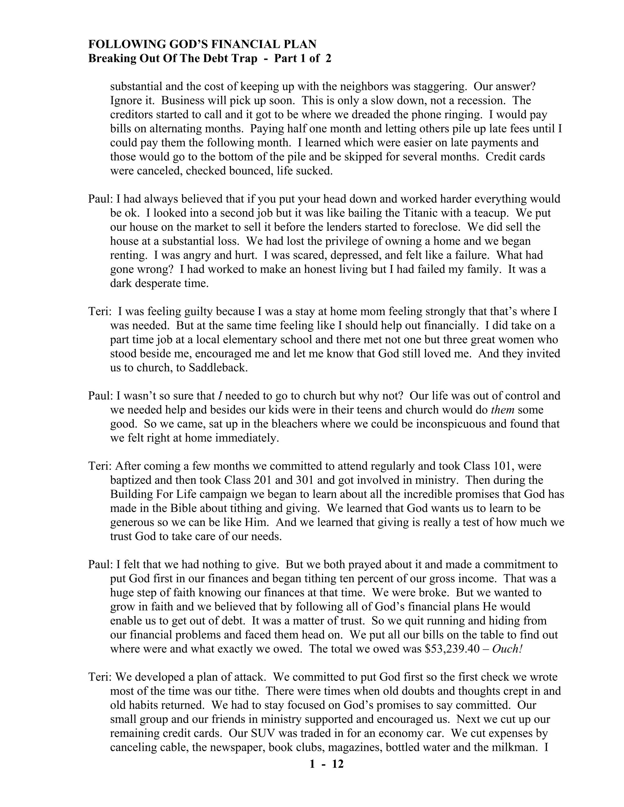 Following gods financial plan | PDF