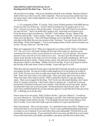 Following gods financial plan | PDF