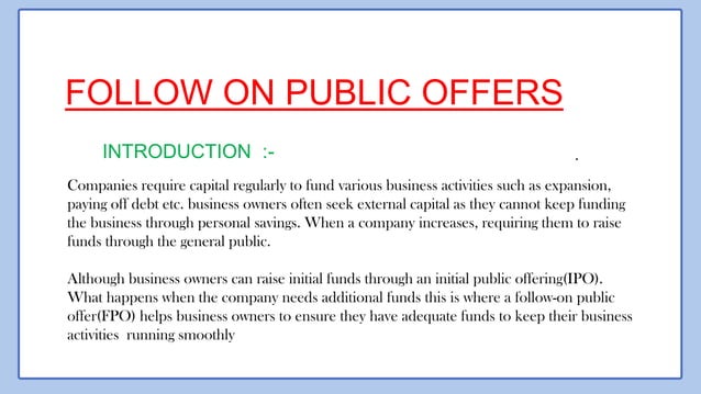 FOLLOW ON PUBLIC OFFER | PPTX