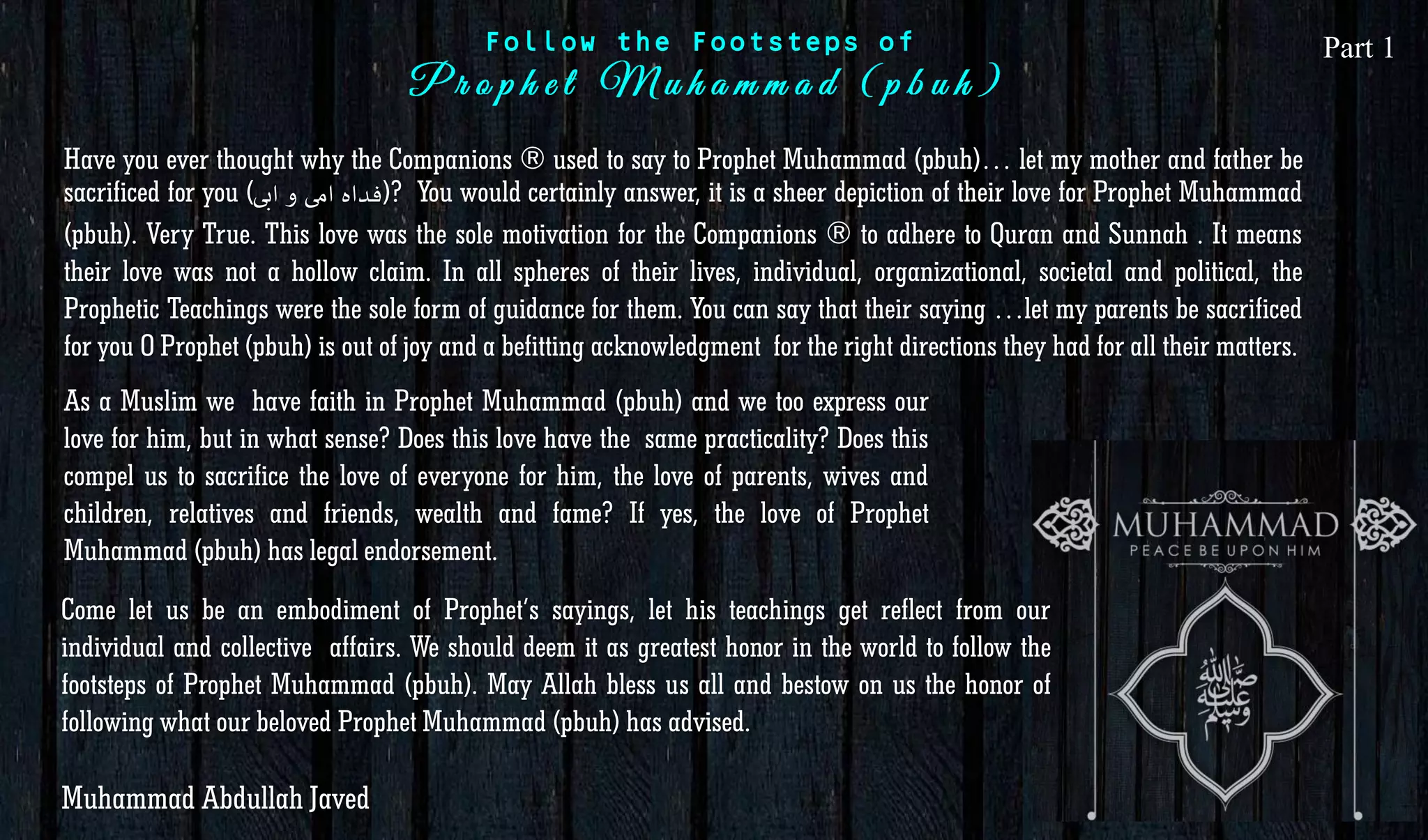 Follow the Footsteps of Prophet Muhammad (pbuh) - Part 1 | PDF