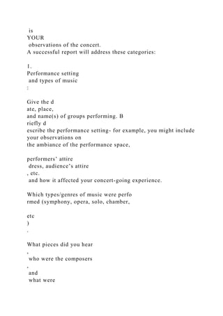 Follow the picture I provide to write the concert report..docx