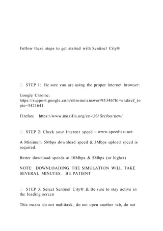 Follow these steps to get started with sentinel city® | PDF