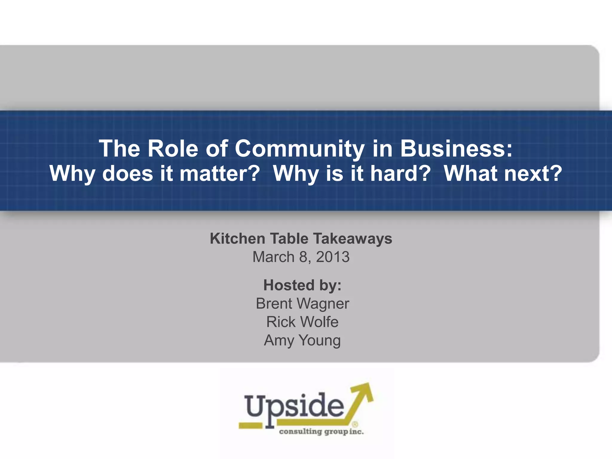 The Role of Community in Business | PPTX