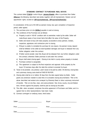 DEMO - Real Estate Investing Podcast - Follow up letter and contract | PDF