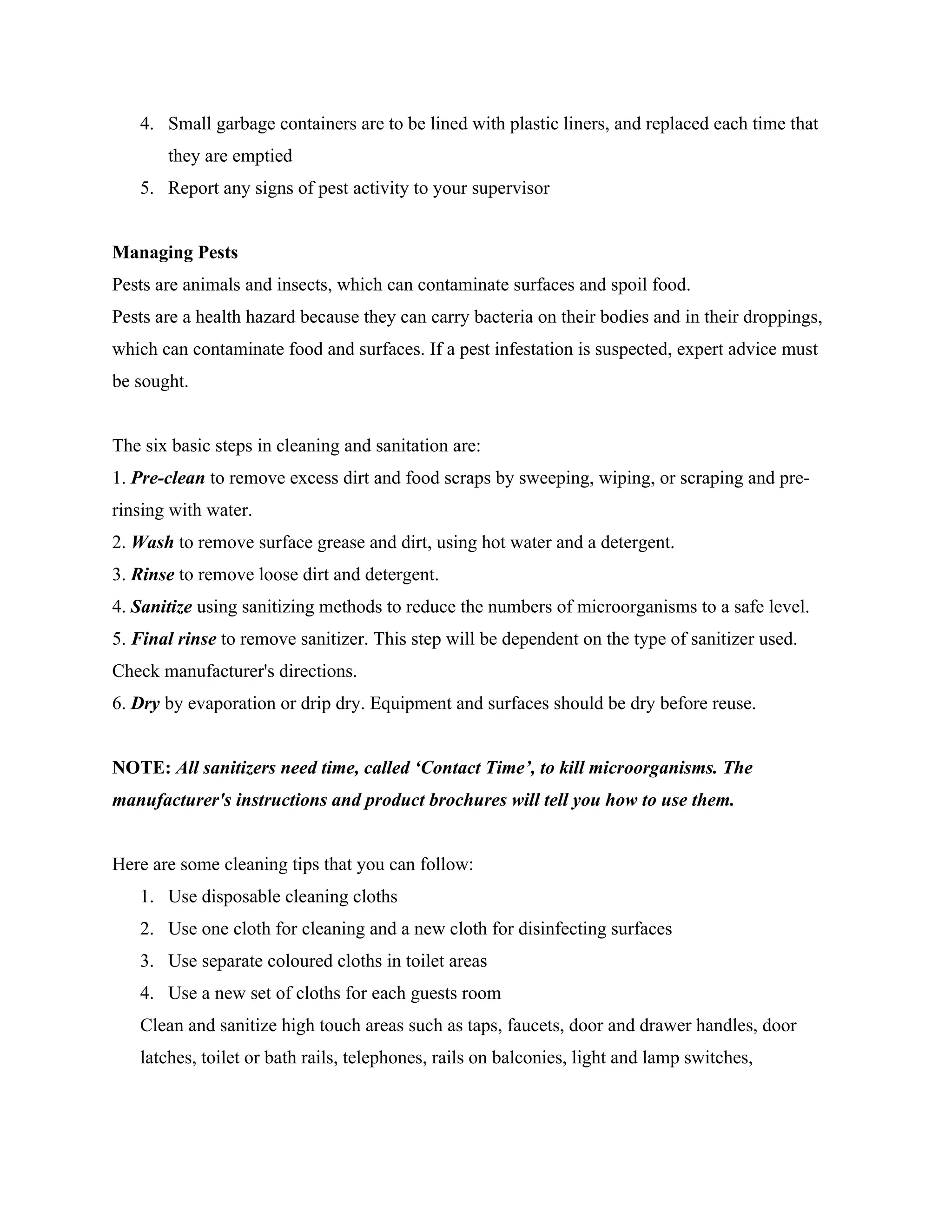 Follow workplace hygiene procedures to follow | PDF