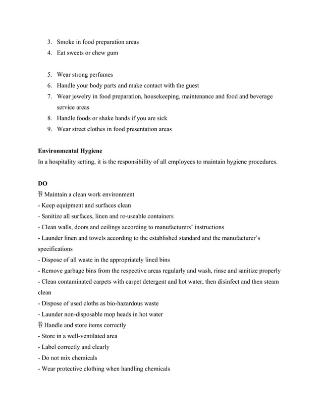 Follow workplace hygiene procedures to follow | PDF