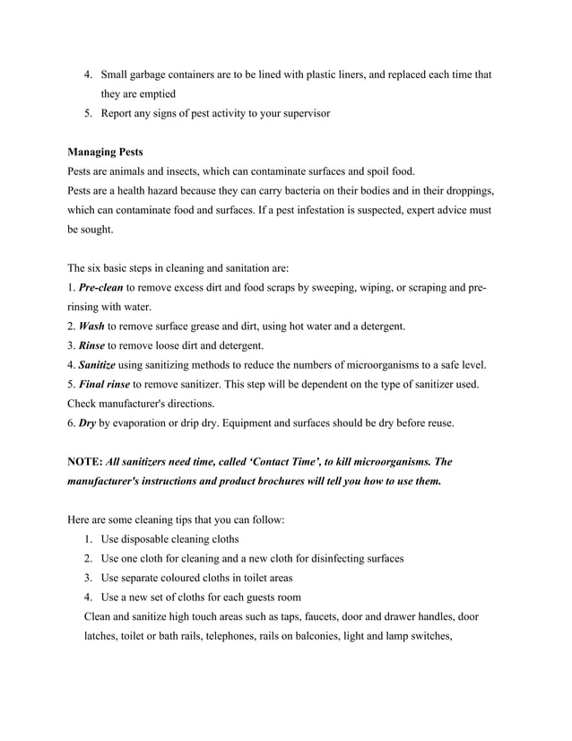 Follow workplace hygiene procedures to follow | PDF