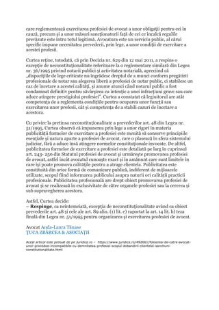 Folosirea de către avocat a unor procedee incompatibile cu demnitatea profesiei în scopul ...