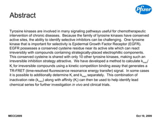 Determination of kinact / Ki for EGFR Irreversible Inhibitors Using ...