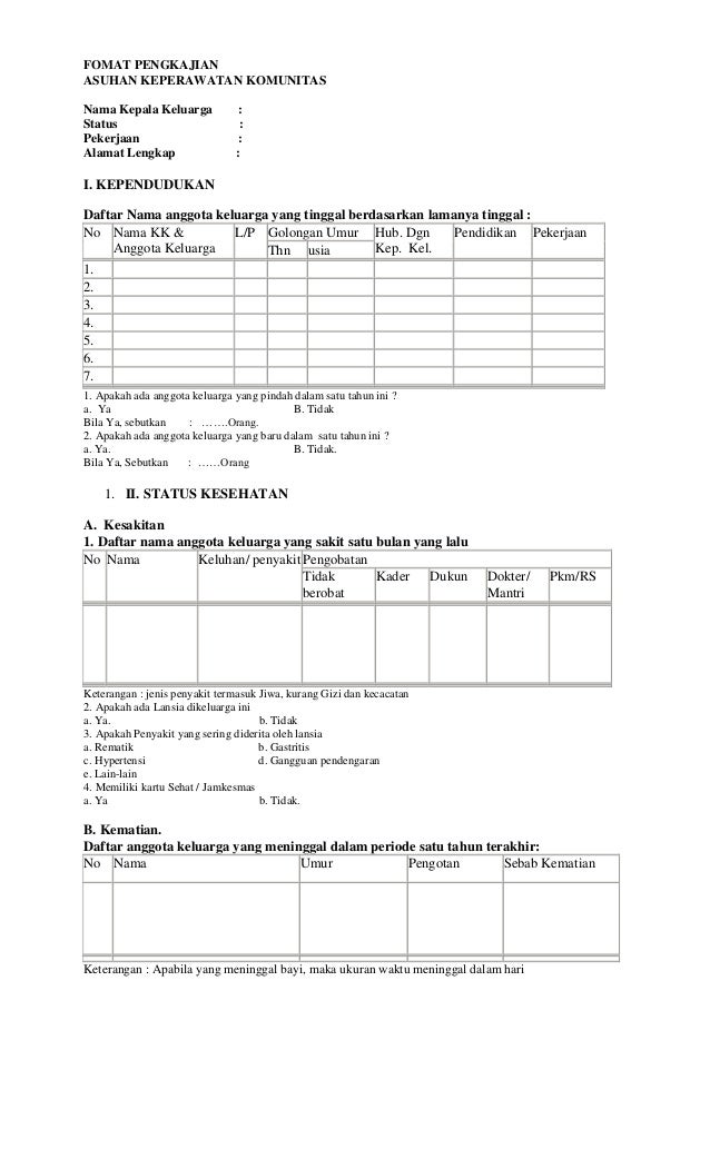 Format Pengumpulan Data Umum Keperawatan - Delinewstv