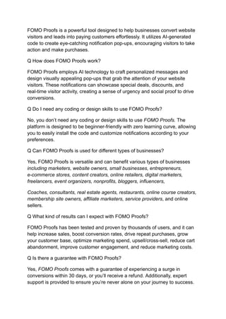Fomo Proofs Review-Visitor into a Profit Without the Hassle | PDF