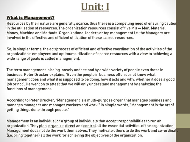 Fundamentals of Management Presentation Unit 1 | PPT
