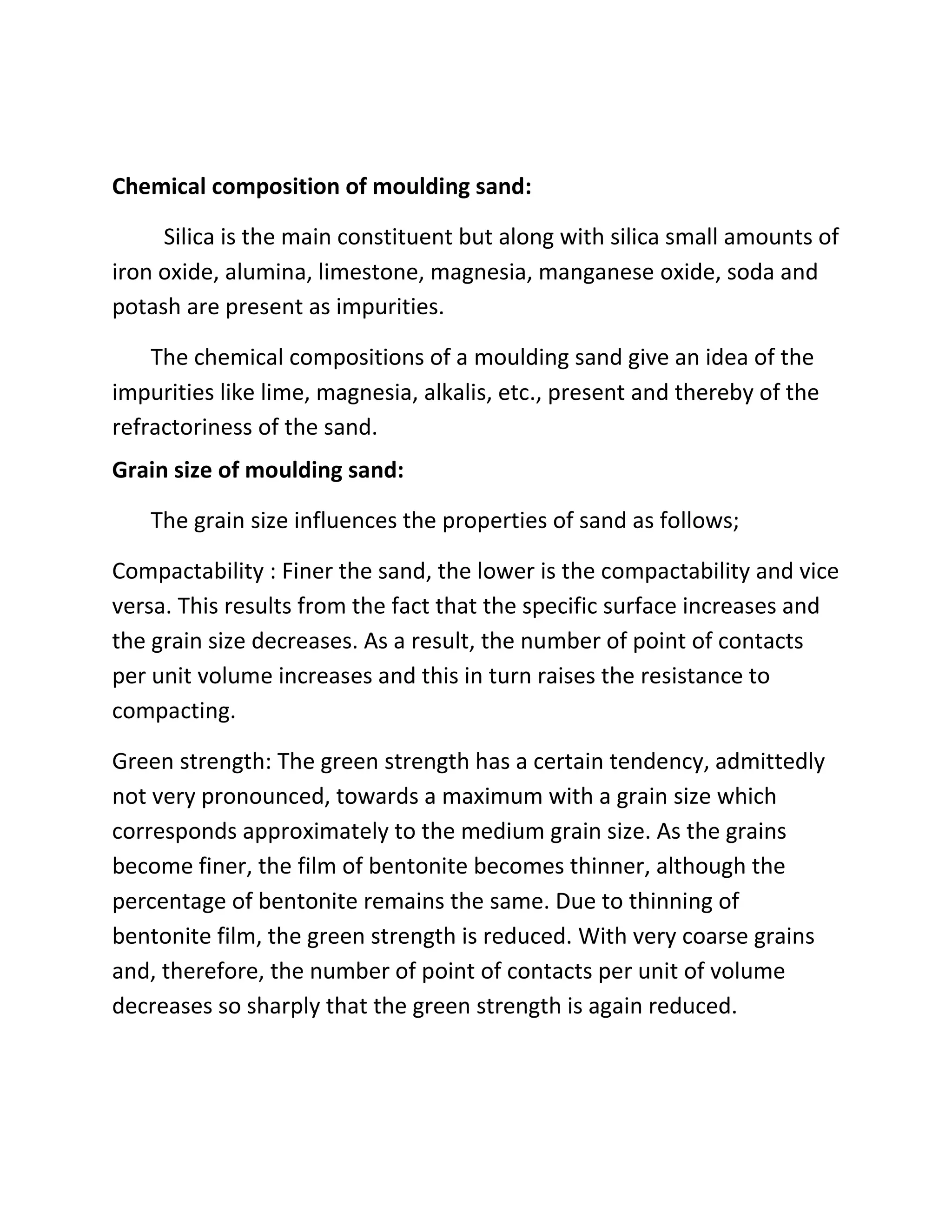 DETERMINATION OF AVERAGE GRAIN SIZE AND DISTRIBUTION OF MOULDING SAND | PDF