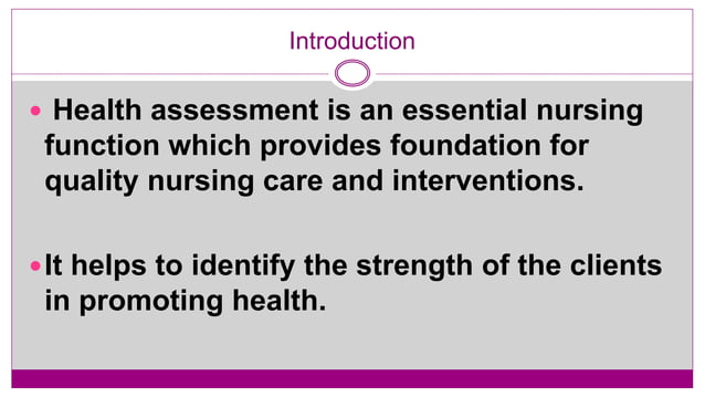 Nursing health assessment | PPTX | Medical Tests | Medical Health