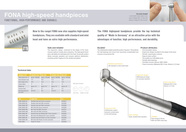 Fona high speed handpieces brochure | PPT