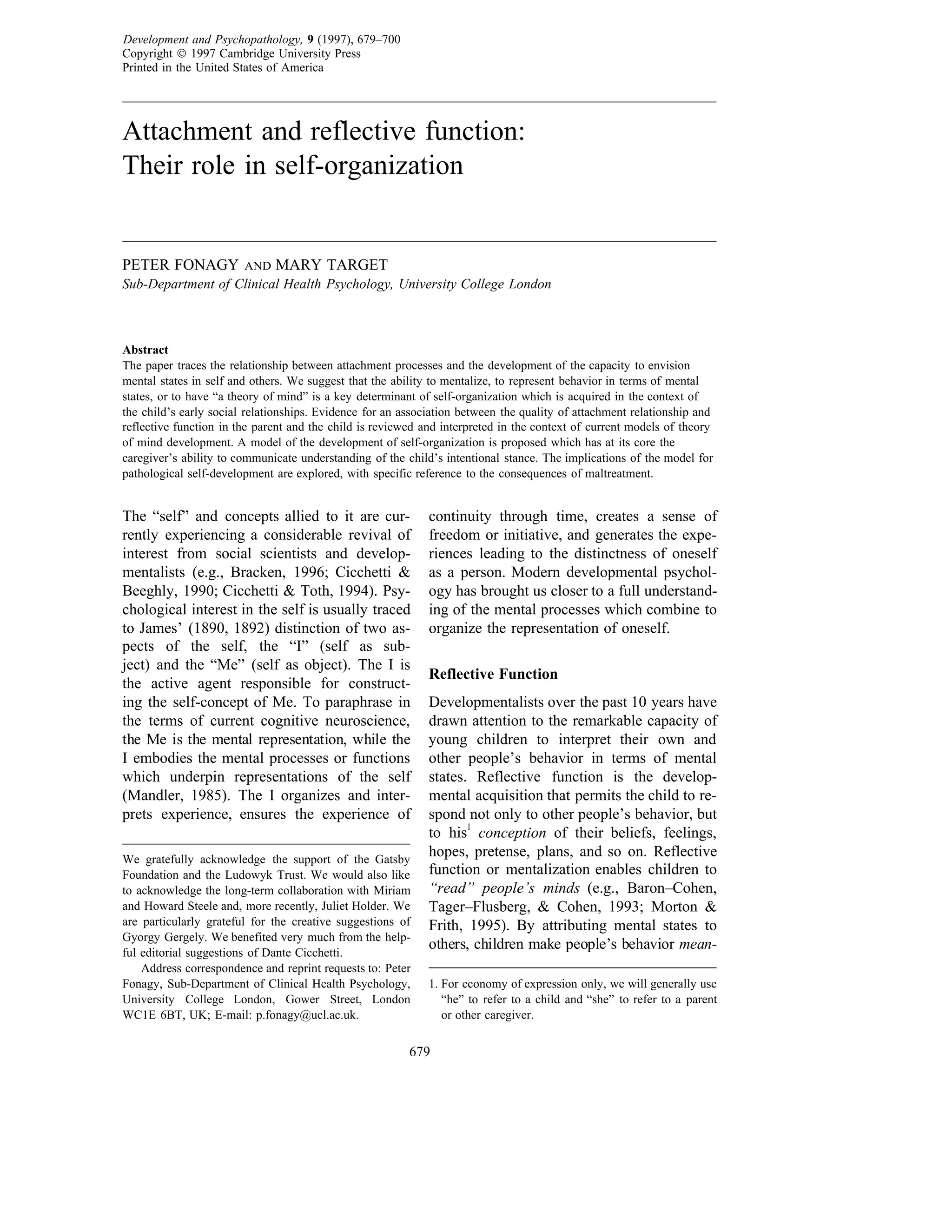 Fonagy and target 1997 | PDF