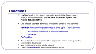Fonction&Procedure cours de programmation et algorithme | PPTX