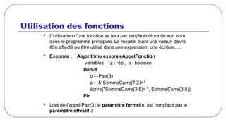 Fonction&Procedure cours de programmation et algorithme | PPTX