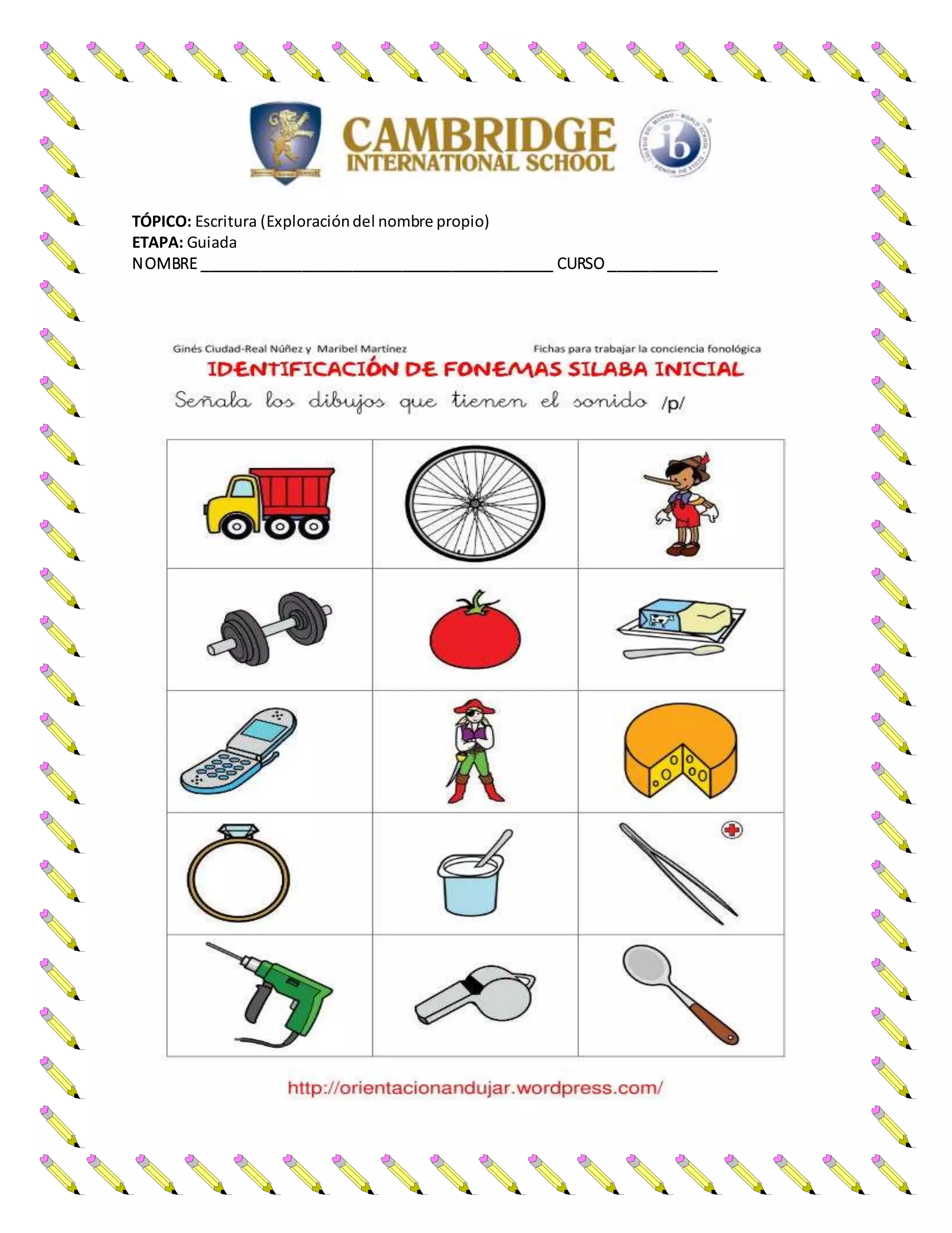 Fonemas silaba inicial | DOCX