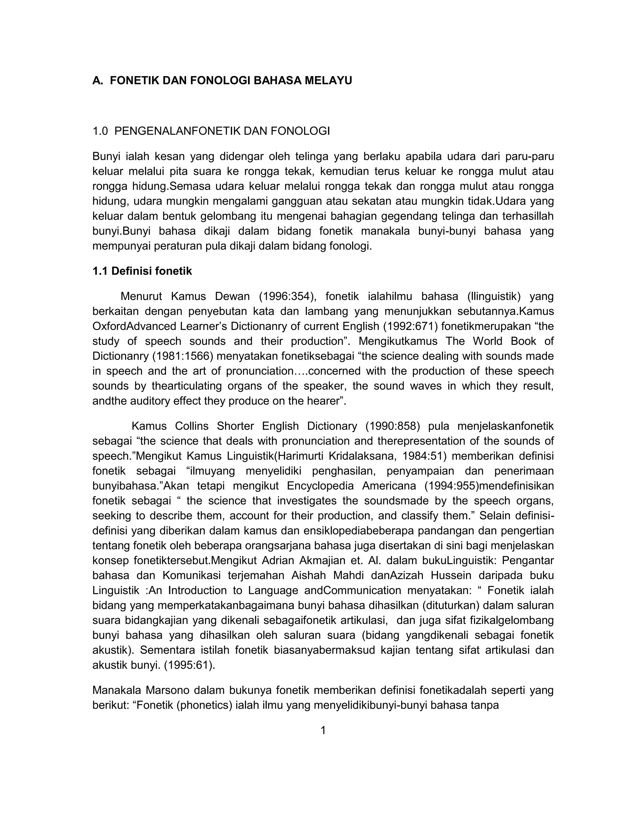 FONETIK DAN FONOLOGI (VOKAL & KONSONAN) | DOCX