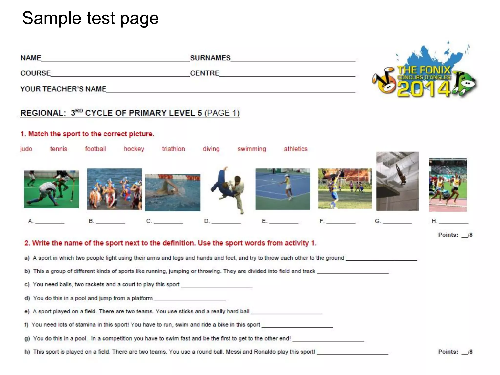 The FONIX - our English language competition | PPT