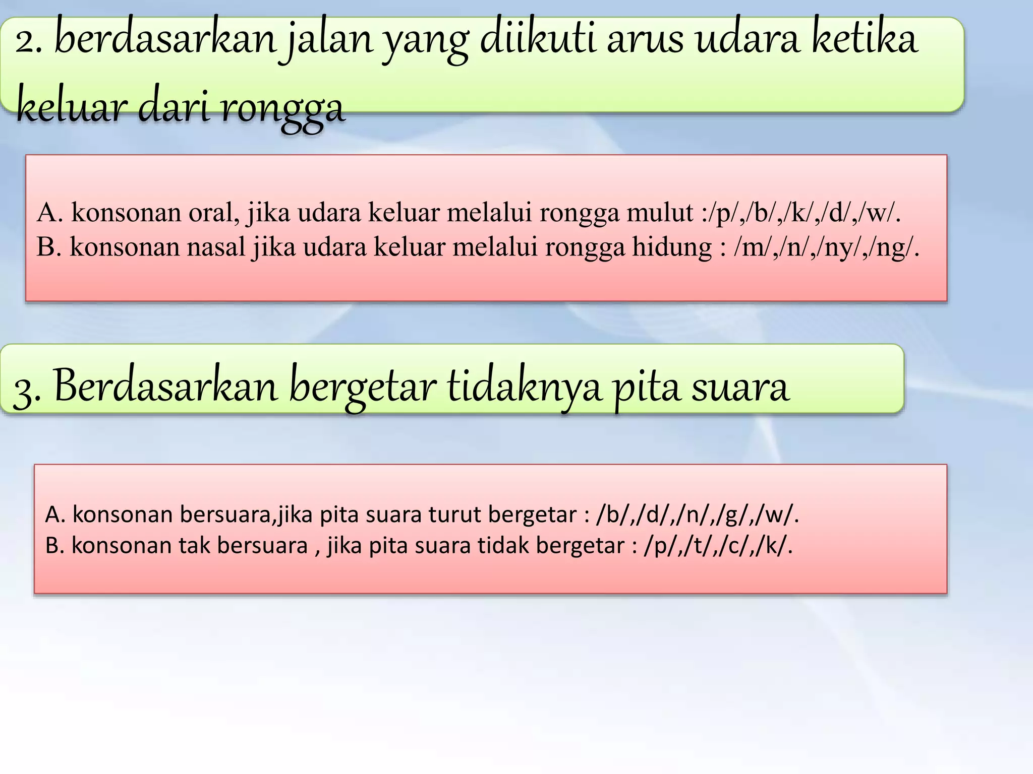 Fonologi - bahasa indonesia- jenis jenis konsonan | PPTX