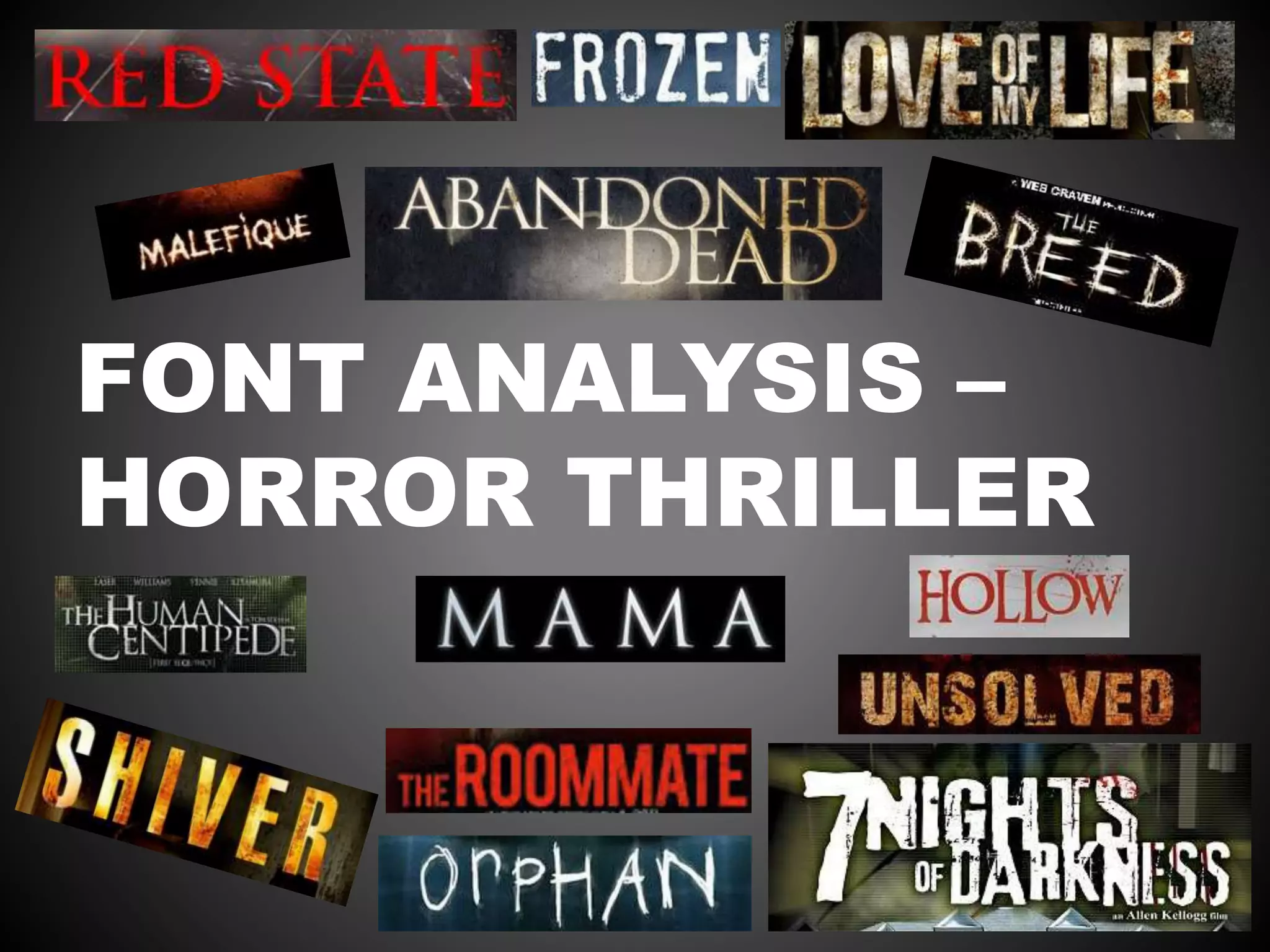 Font analysis – horror thriller | PPT