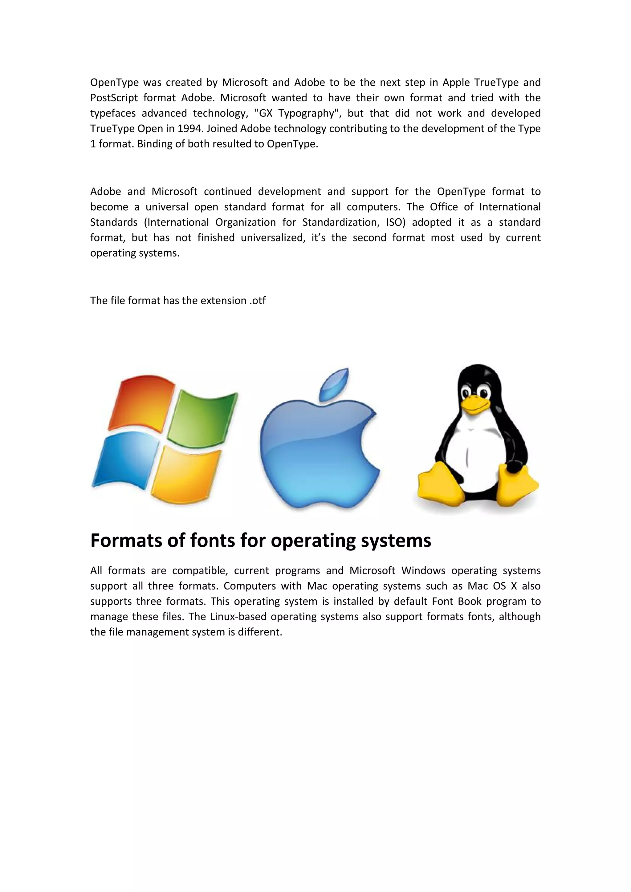 Font file formats: TrueType (TTF), PostScript y OpenType (OTF) | PDF