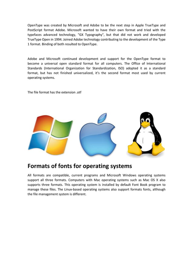 Font file formats: TrueType (TTF), PostScript y OpenType (OTF) | PDF