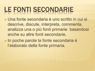 FONTI STORICHE | PPT