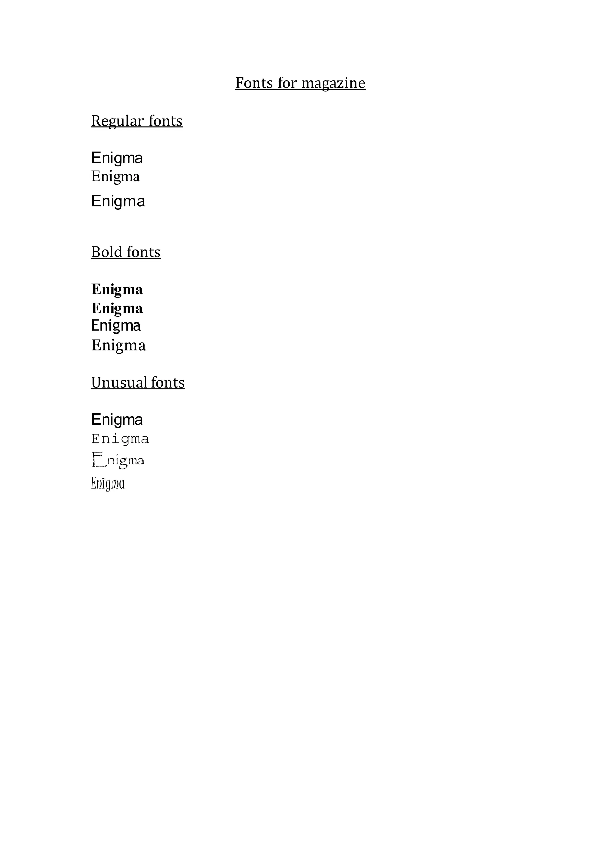 Fonts for magazine | DOCX