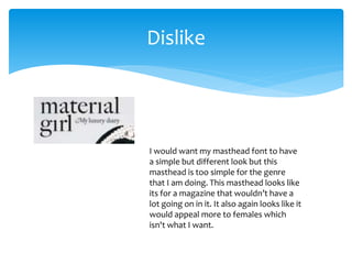 Finding masthead ideas from existing magazines | PPT