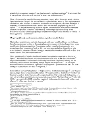Food & Water Watch Comment on Proposed Sysco US Foods Merger | PDF