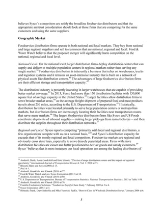 Food & Water Watch Comment on Proposed Sysco US Foods Merger | PDF